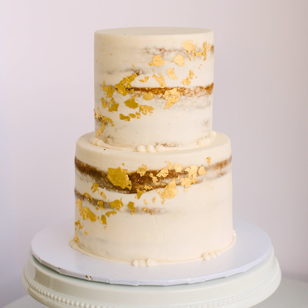 Gold Leaf • Two Tiered Designer Cake – Butterfly Bakery